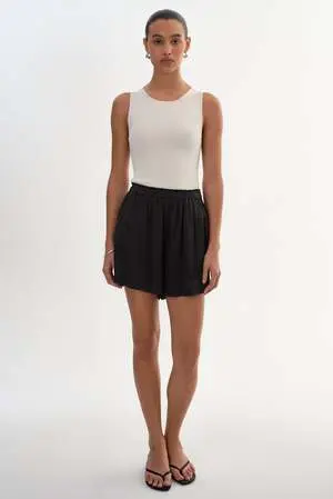 LAMARQUE Lizzie Pull-on Satin Shorts Black
