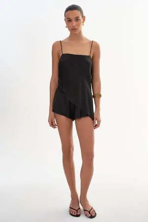 LAMARQUE Melina Satin Micro Shorts Black