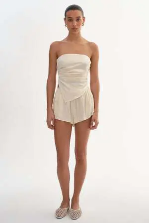 LAMARQUE Melina Satin Micro Shorts - Cream