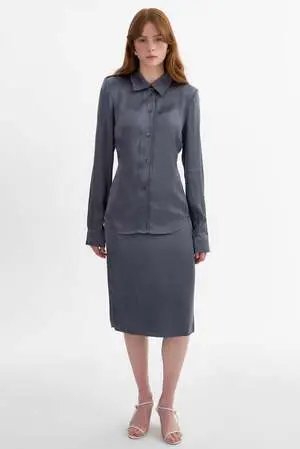 LAMARQUE Mika Satin Skirt Graphite