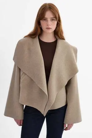 LAMARQUE Luisa Cropped Cascade Collar Jacket - One-color
