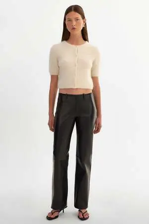 LAMARQUE Tia Low Rise Leather Pants - Black