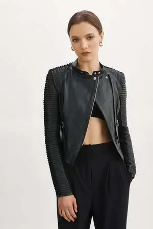 LAMARQUE Azra Leather Jacket - Black