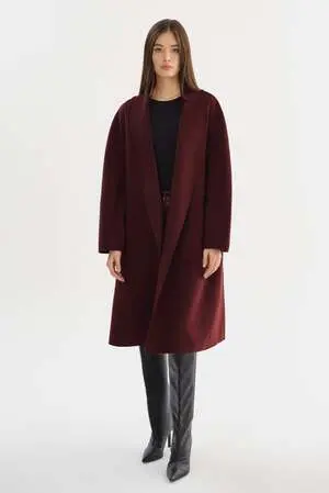 LAMARQUE Thara Shawl Collar Wool Coat - Black