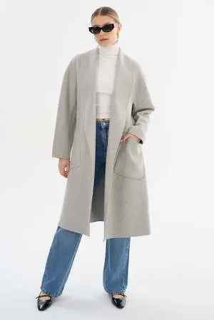 LAMARQUE Thara Shawl Collar Wool Coat - Black