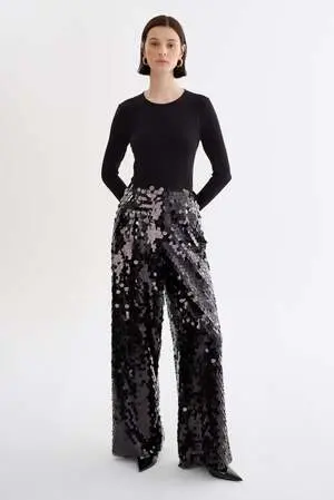 LAMARQUE Stacy Sequin Wide Leg Pants