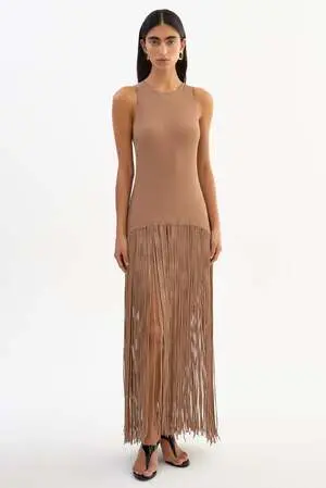 LAMARQUE Adelita Shimmery Rib Knit Maxi Dress