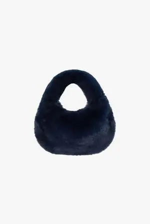 LAMARQUE Alix Mini Faux Fur Hobo Bag - Dark Navy