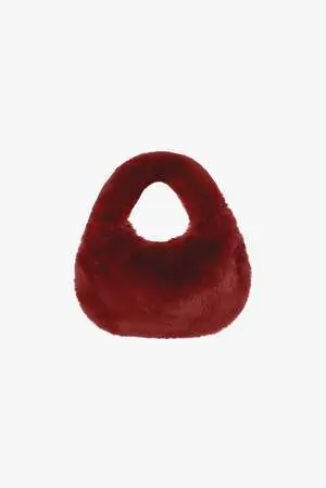 LAMARQUE Alix Mini Faux Fur Hobo Bag - Maroon