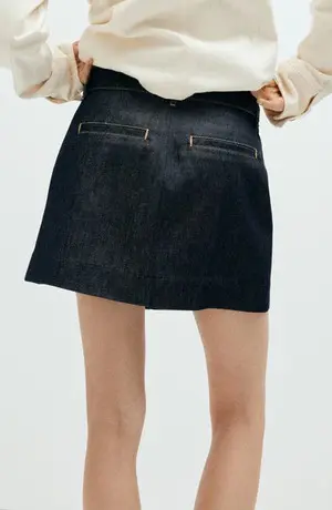 Mango Macy Pleated Denim Miniskirt