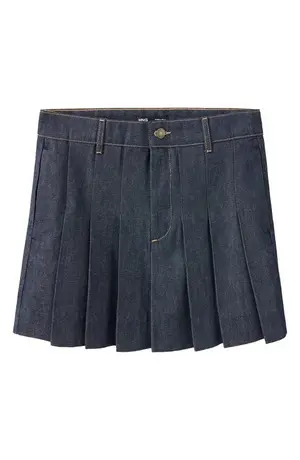 Mango Macy Pleated Denim Miniskirt