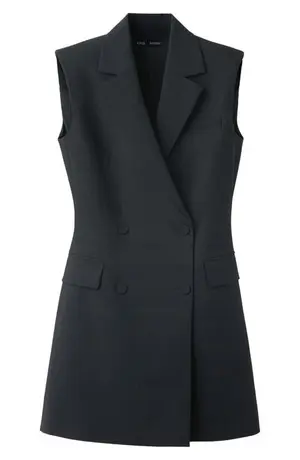 Mango Loi Pinstripe Sleeveless Mini Coat Dress