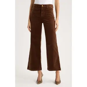 Paige Anessa Corduroy High Waist Ankle Wide Leg Jeans - Hickory
