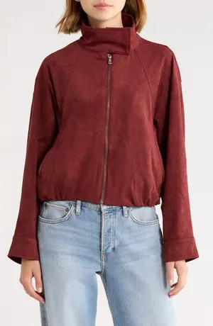 KITTENISH Faux Suede Bomber Jacket - Bardot