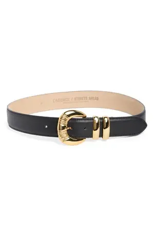 L'Agence Yarros Embellished Leather Belt - Black