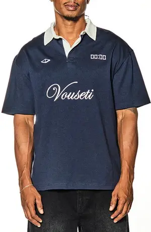 VOUSETI Post Game Embroidered Cotton Rugby Polo