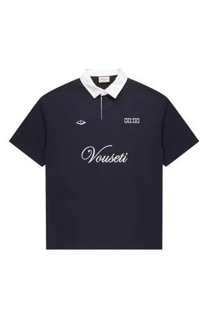 VOUSETI Post Game Embroidered Cotton Rugby Polo