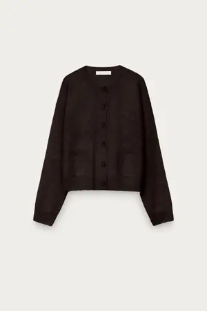 Iris Von Arnim Brushed Cashmere Cardigan Chocolate