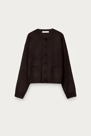 Iris Von Arnim Brushed Cashmere Cardigan - Chocolate