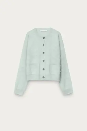Iris Von Arnim Brushed Cashmere Cardigan Glacier