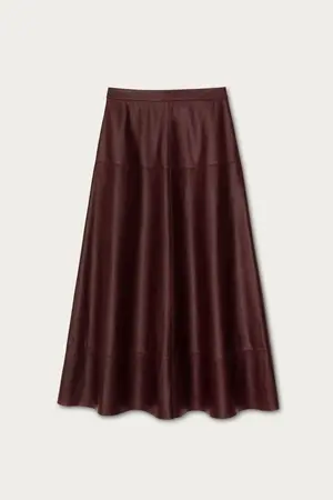 Iris Von Arnim Leather Skirt - Burgundy