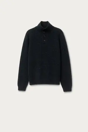 Iris Von Arnim Wool-Cashmere Half-Zip Sweater Navy