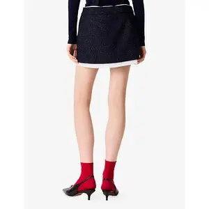 Maje Contrast Cross-strap Tweed Shorts
