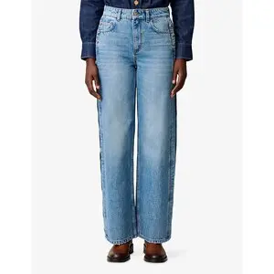 Claudie Pierlot Cut-out Straight-leg Denim Jeans