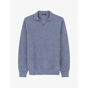 Boggi Milano Open-collar Knitted Polo Shirt - Light Blue
