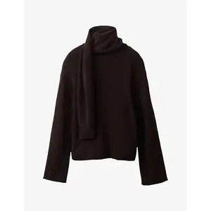 THE WHITE COMPANY Oversized Scarf-neck Wool-blend Jumper - Dark Choc