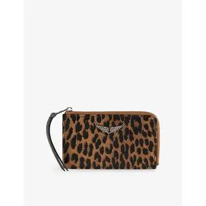 Zadig&Voltaire Zv Leopard Leather Card Holder - Brandy