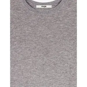 Maje Second-skin Round-neck Wool And Silk-blend Jumper - Grey