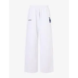 Sporty & Rich La Serif Wide-leg Cotton Jogging Bottoms - Heather Gray