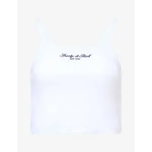 Sporty & Rich Signature Ny Cropped Cotton Tank Top - White