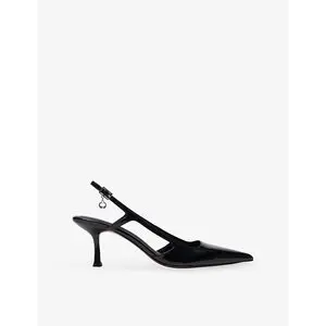 Maje Heeled Patent-leather Sling-back Pumps - Black