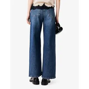 Maje Wide-leg Patch-pocket Stretch-denim Jeans