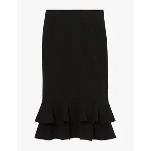 Claudie Pierlot Ruffled-trim Crepe Midi Skirt