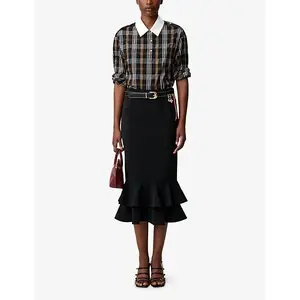 Claudie Pierlot Ruffled-trim Crepe Midi Skirt