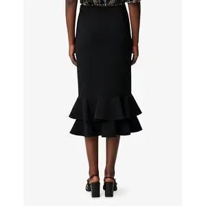 Claudie Pierlot Ruffled-trim Crepe Midi Skirt