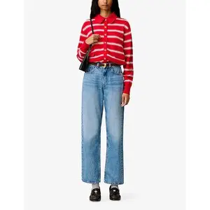 Claudie Pierlot Relaxed-fit Striped Wool-blend Cardigan - Red