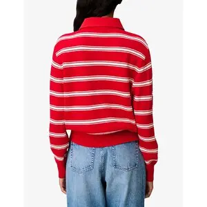 Claudie Pierlot Relaxed-fit Striped Wool-blend Cardigan - Red