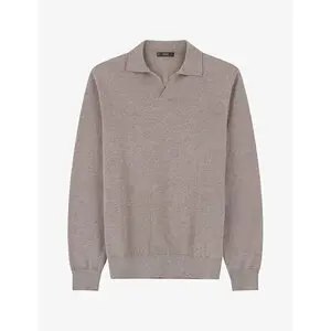 Boggi Milano Open-collar Knitted Polo Shirt - Sand
