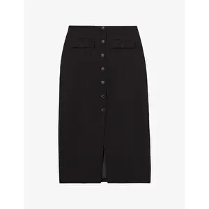 Claudie Pierlot Button-embellished Crepe Midi Skirt - Black