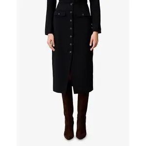 Claudie Pierlot Button-embellished Crepe Midi Skirt