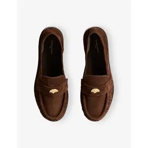Claudie Pierlot Embellished Suede Flat Loafers