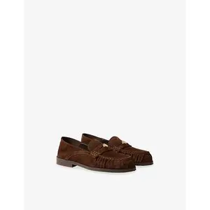 Claudie Pierlot Embellished Suede Flat Loafers