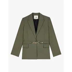 Maje Chain-embellished Single-breasted Stretch Wool-blend Suit Jacket - Khaki