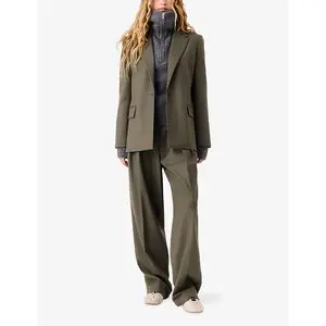 Maje Chain-embellished Single-breasted Stretch Wool-blend Suit Jacket