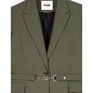 Maje Chain-embellished Single-breasted Stretch Wool-blend Suit Jacket