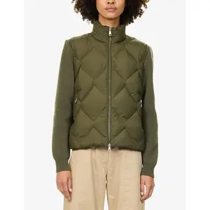 Moncler Padded Zip-up Wool And Cashmere-blend Cardigan
